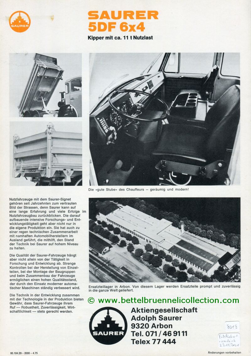 Saurer 5DF 1972-1976, Prospekt – Bettelbrünneli-Collection
