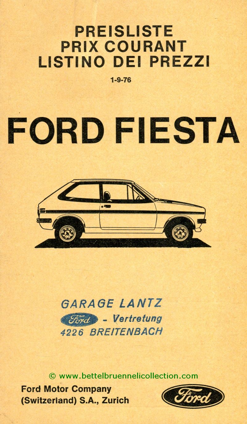 Ford Fiesta 1976-2023, Preislisten – Bettelbrünneli-Collection